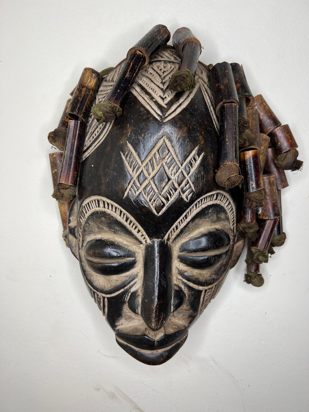 Hand Carved Chokwe Mask Mwana Pwo With Stand African Art 12" X 7" - Etsy
