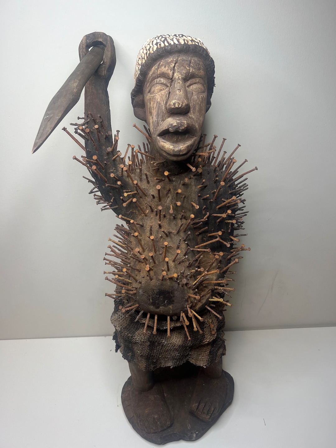 Large Antique African Bakongo Nkisi Nkondi Statue Nail Fetish Congo ...