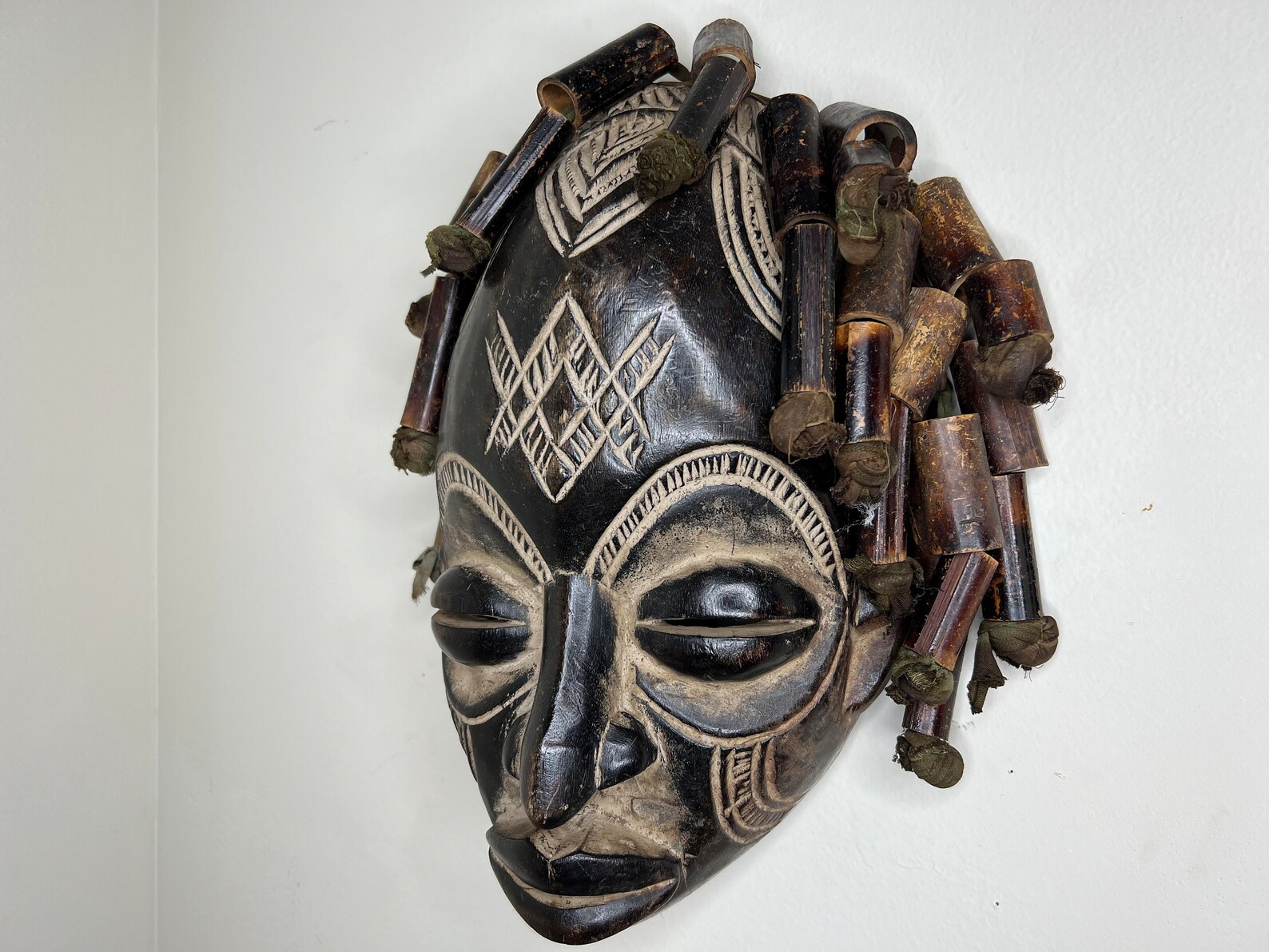 Hand Carved Chokwe Mask Mwana Pwo With Stand African Art - Etsy