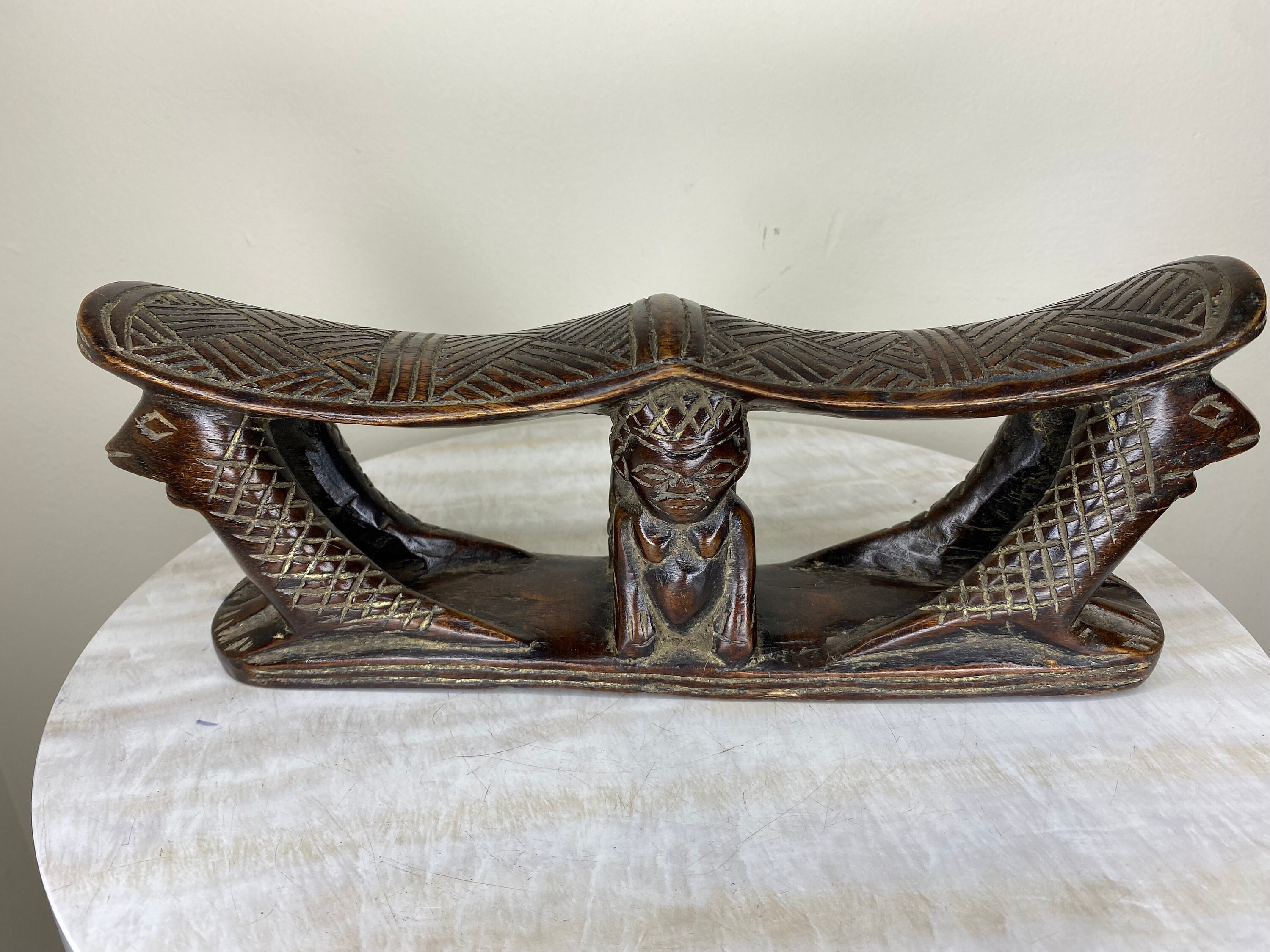 Hand Carved Chokwe Double Headrest Congo African Art 4 X 10 - Etsy