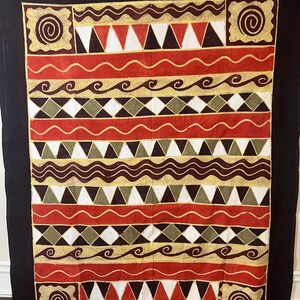 Batik Tapestry Zimbabwe Sadza Fabric Abstract Geometric Tribal Design ...