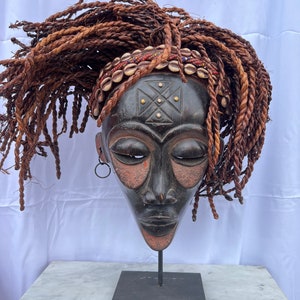 Hand Carved Chokwe Mask Mwana Pwo With Stand African Art 13" X 7 - Etsy