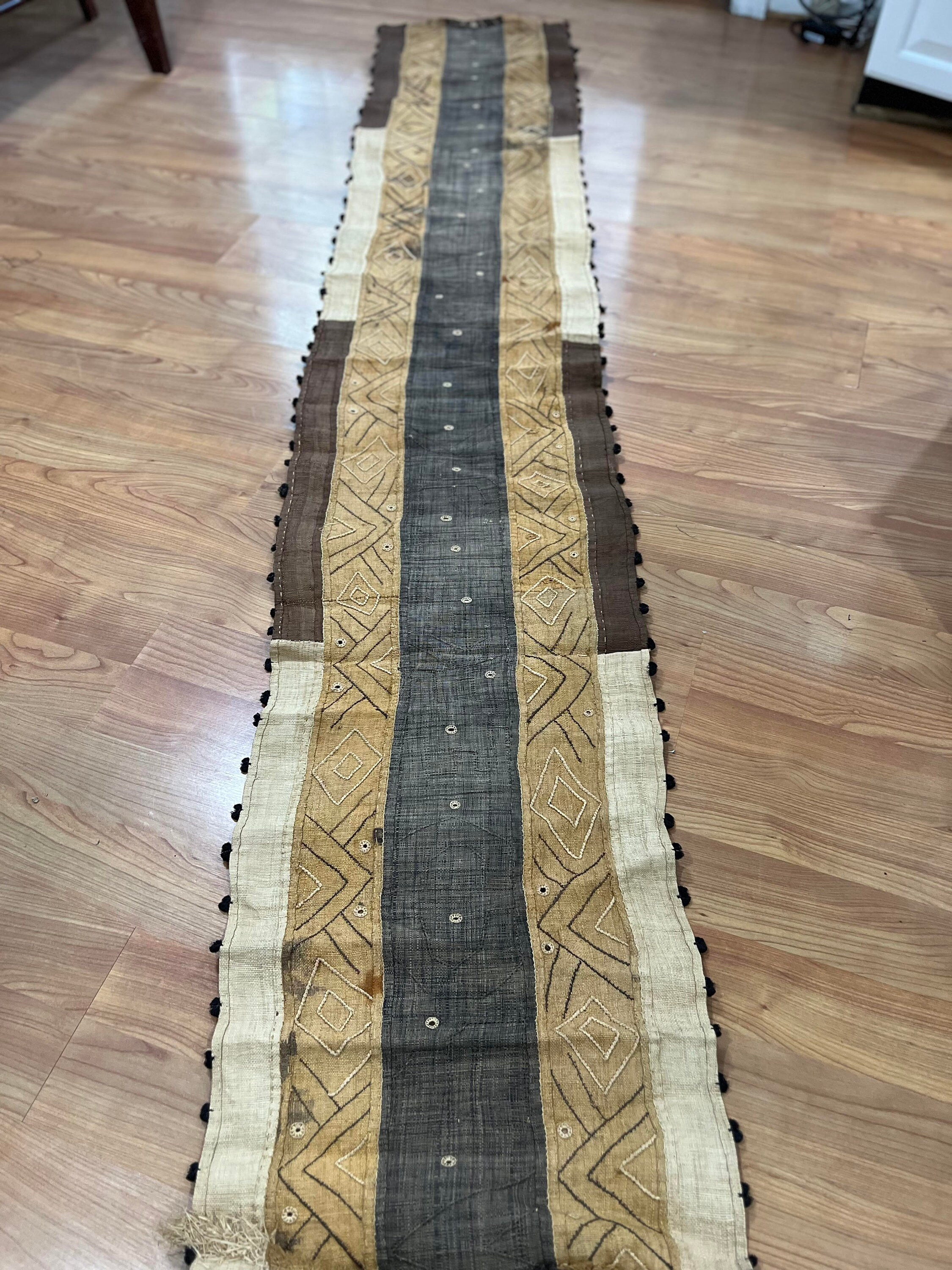 Genuine 9 Feet African (congo) Kuba Raffia Cloth Fabric, Natural Woven ...