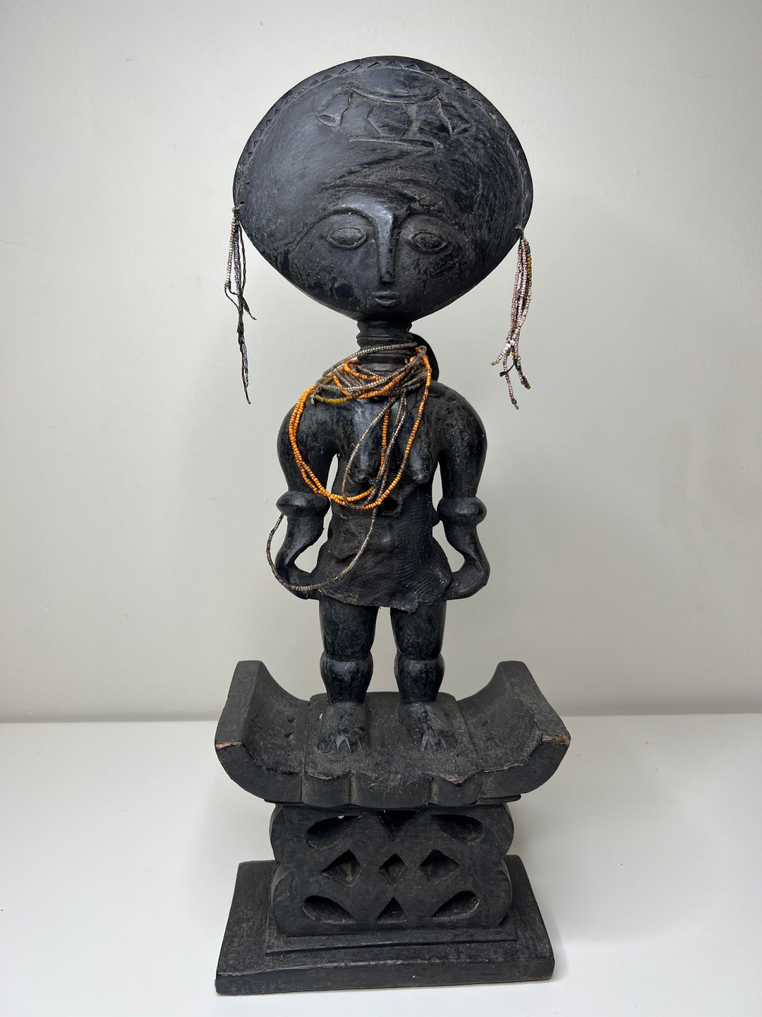 Hand Carved Antique African Ashanti Akuaba/fertility Doll on Stool 21 X ...