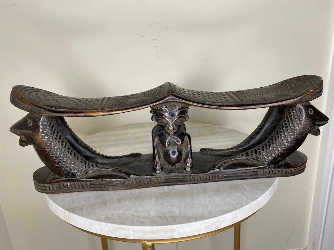 Hand Carved Chokwe Double Headrest Congo African Art 5" X 11" - Etsy