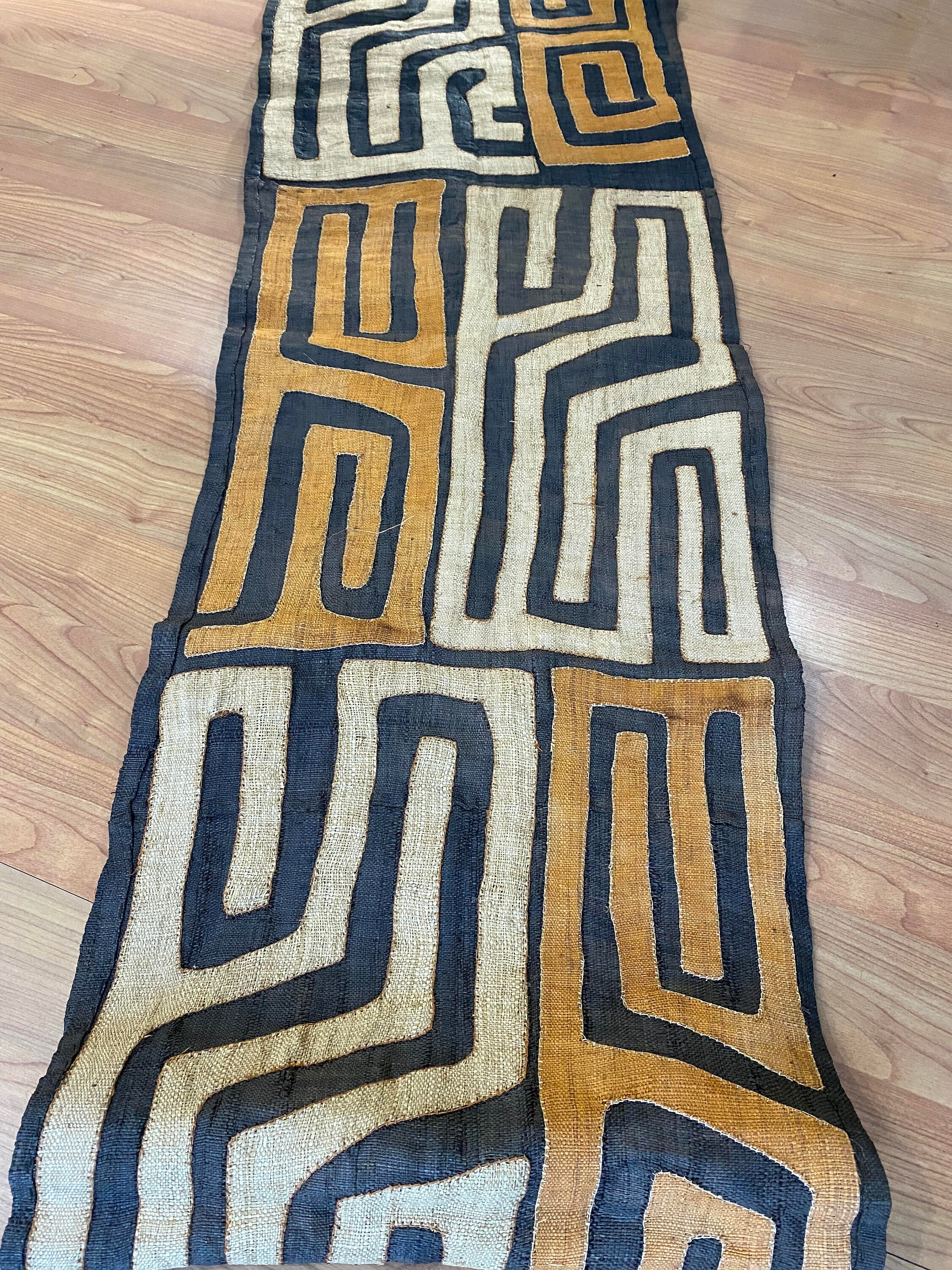 Genuine 10 Feet Rustic African Congo Kuba Raffia Cloth Fabric Natural ...