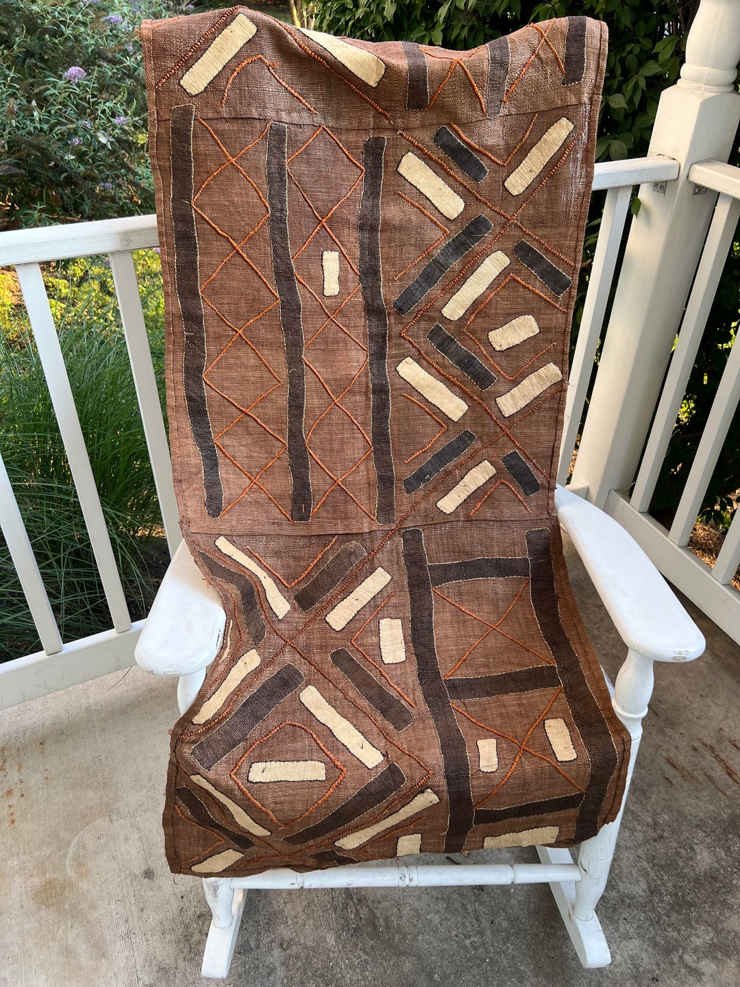 Genuine 5 Feet Rustic African Congo Kuba Raffia Cloth Fabric Natural ...