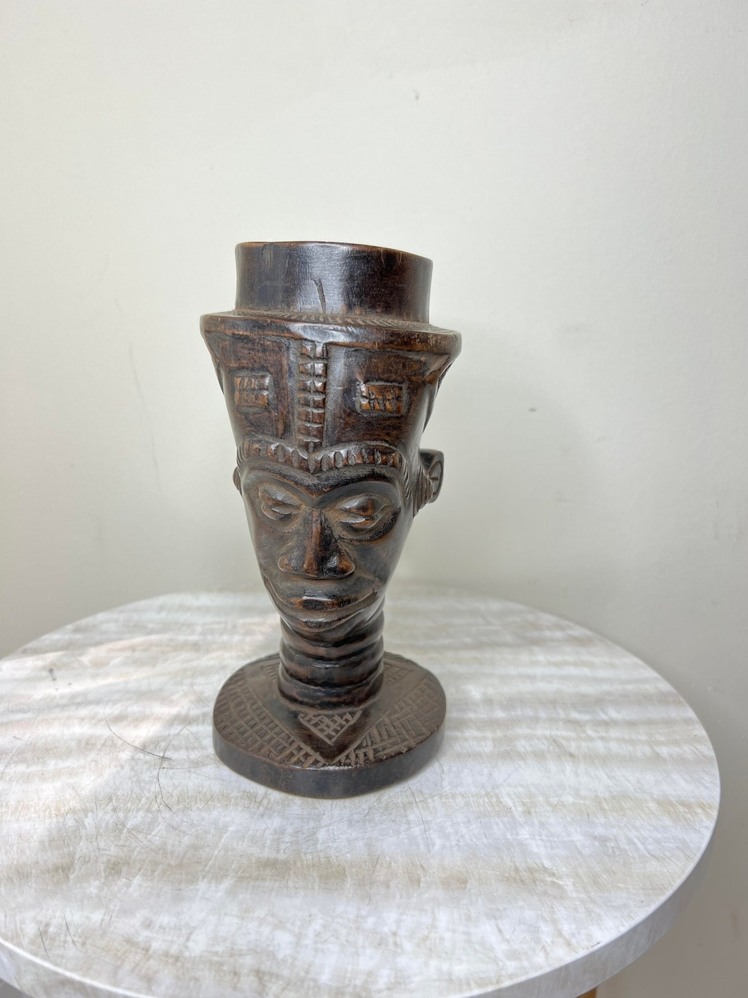 Kuba Cup Figural Head Wood Congo African Art 8 X 5 - Etsy