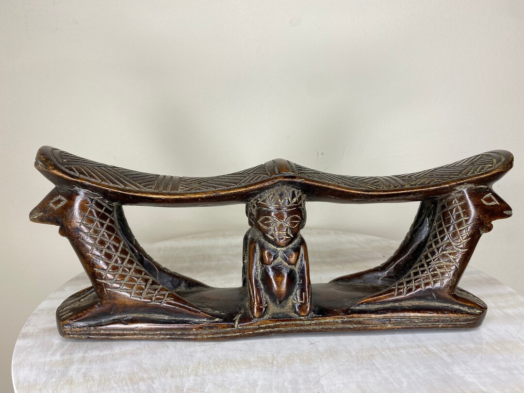 Hand Carved Chokwe Double Headrest Congo African Art 4 X 10 - Etsy