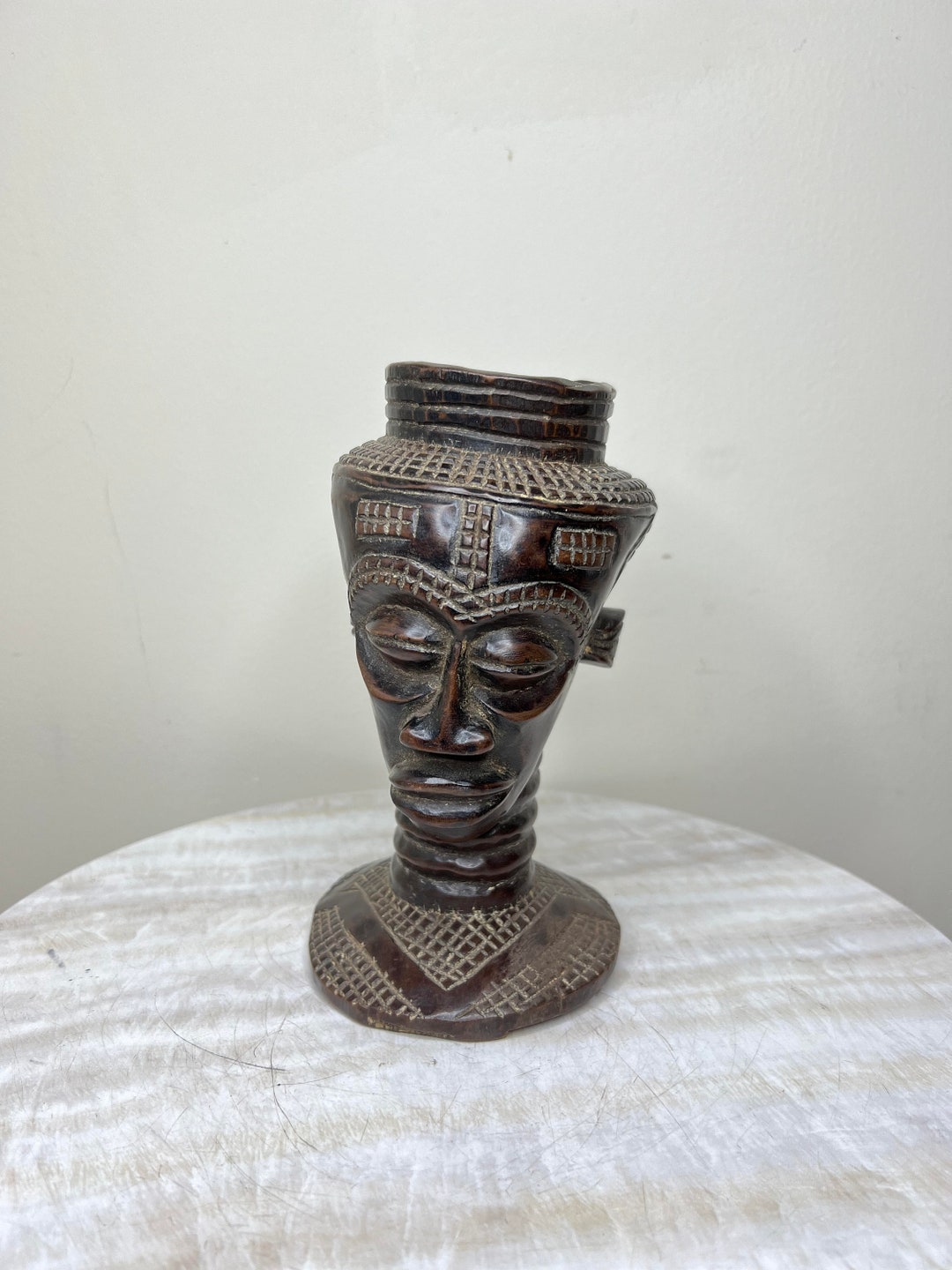 Kuba Cup Figural Head Wood Congo African Art 8 X 5 - Etsy