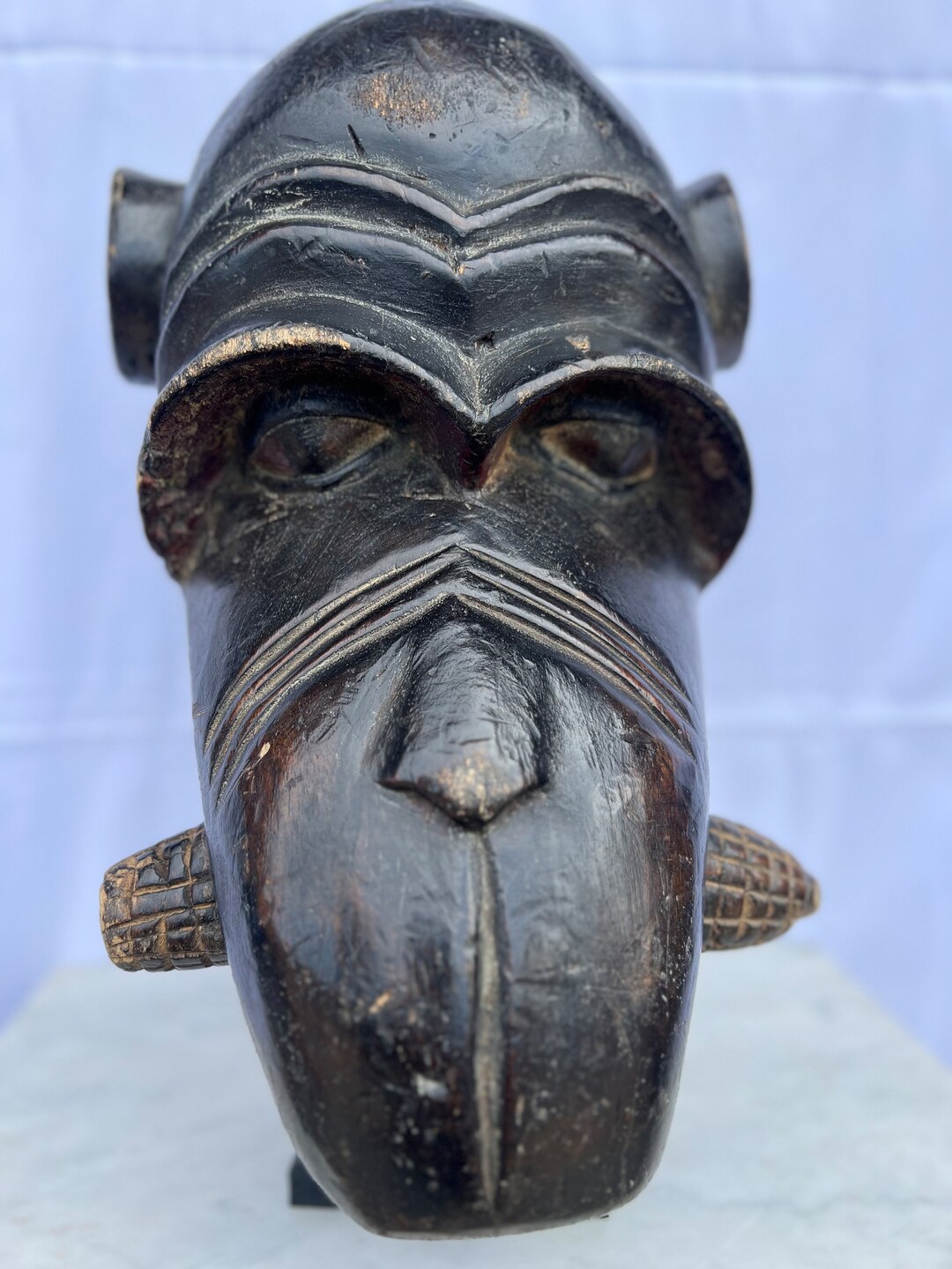 Hand Carved Monkey Yombe Mask Congo Drc Zaire Tribal Art African Old ...