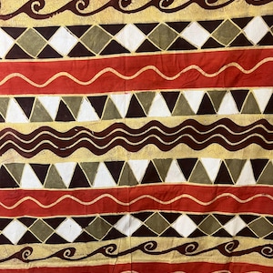 Batik Tapestry Zimbabwe Sadza Fabric Abstract Geometric Tribal Design ...