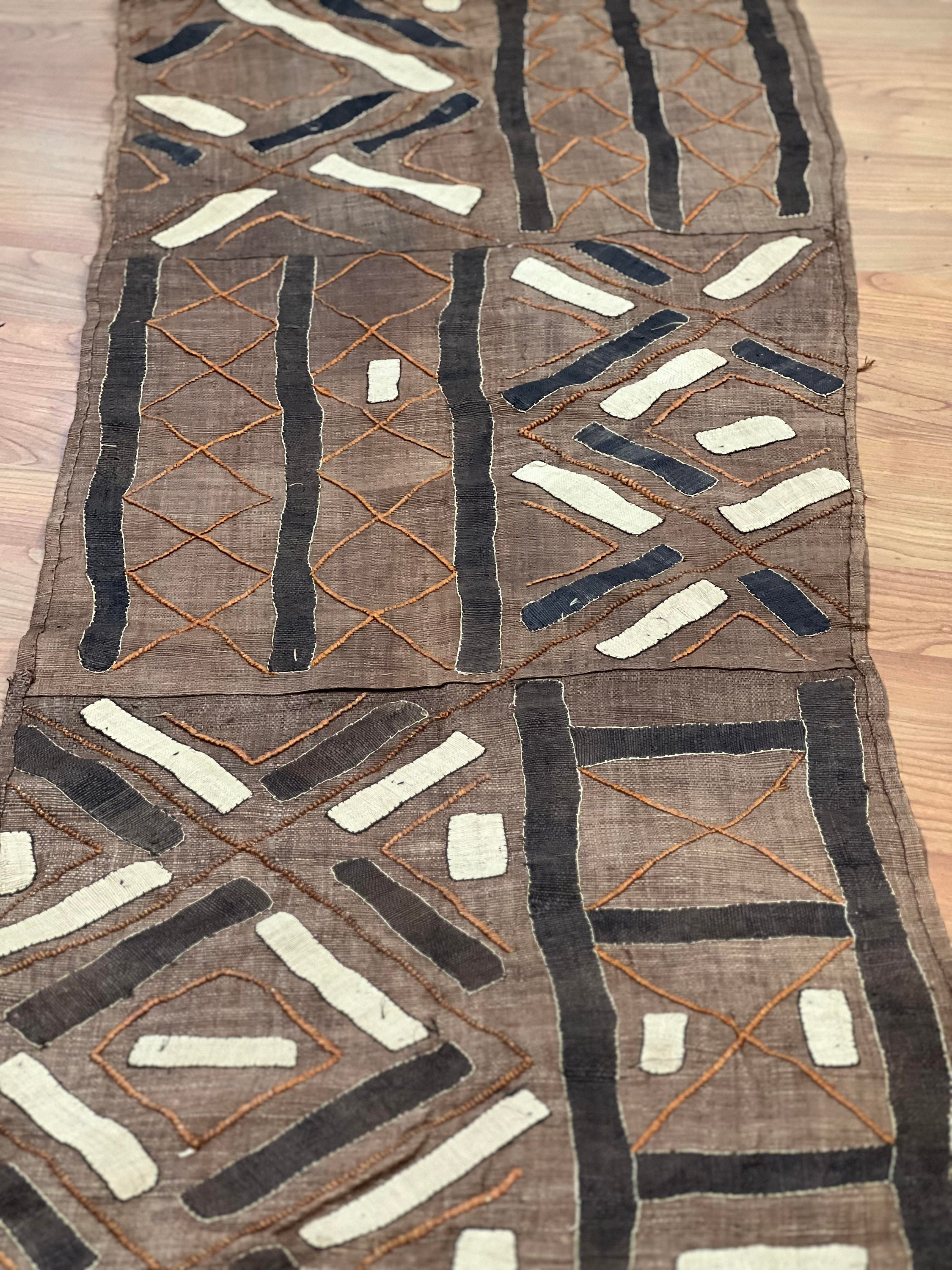 Genuine 5 Feet Rustic African Congo Kuba Raffia Cloth Fabric Natural ...