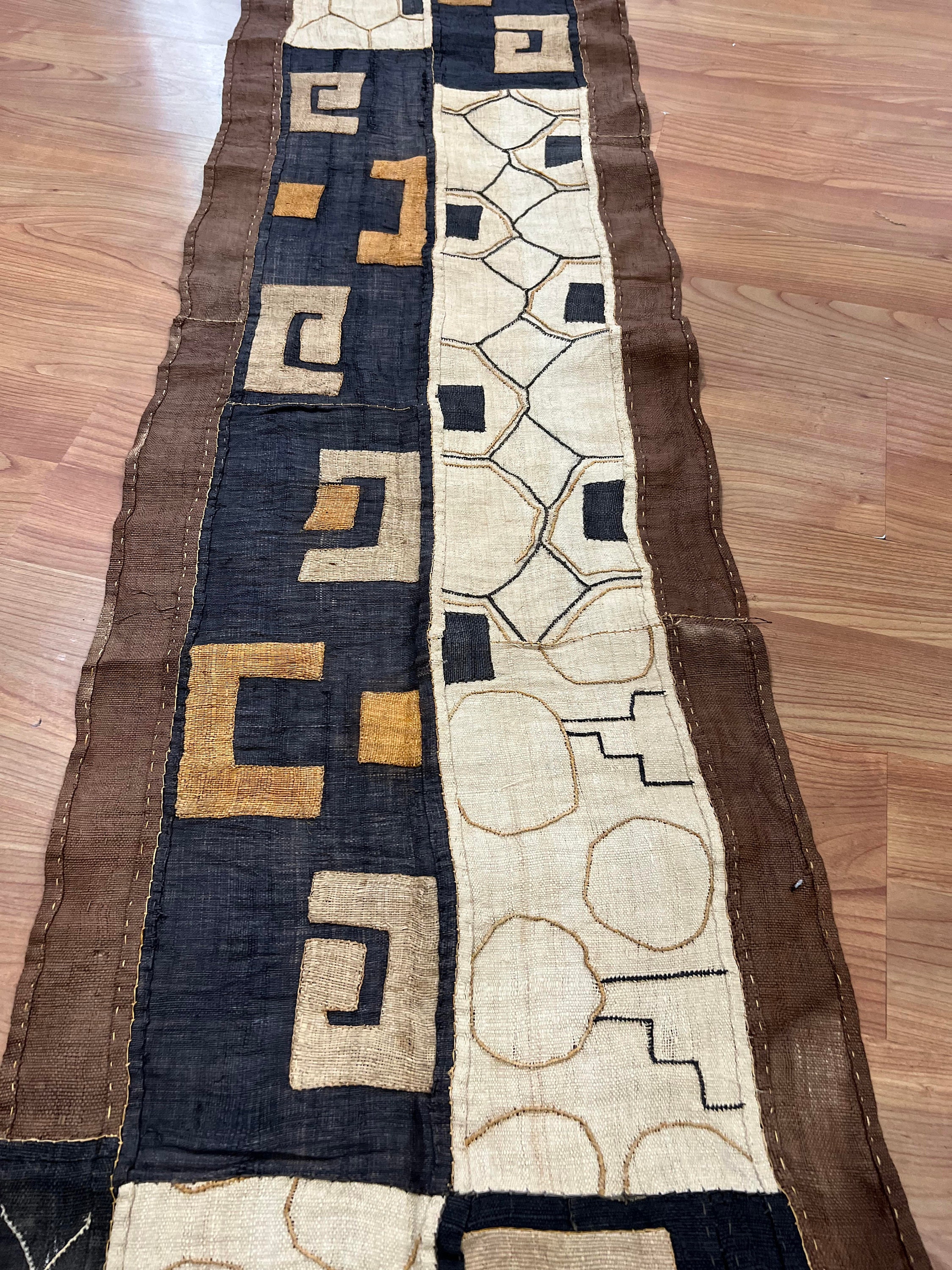 Genuine 9 Feet African congo Kuba Raffia Cloth Fabric, Natural Woven ...