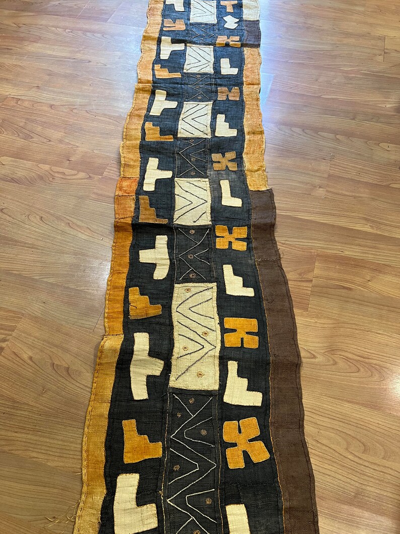 Genuine 9 Feet African congo Kuba Raffia Cloth Fabric, Natural Woven ...