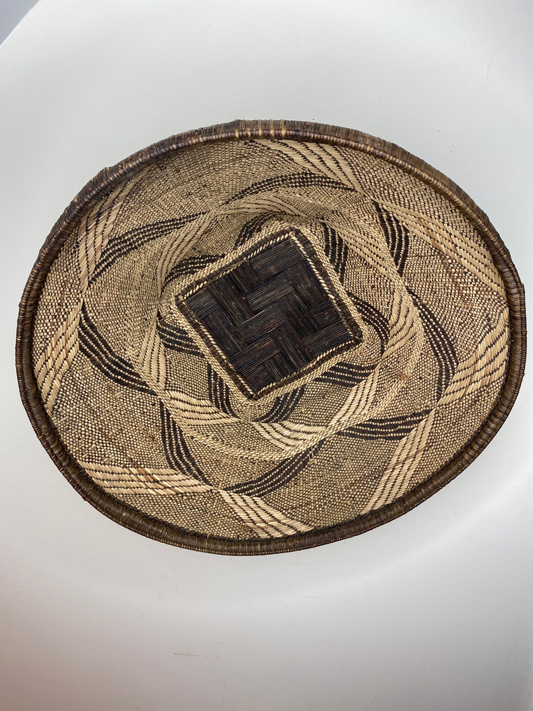 Handmade Binga Basket: Large Antique Tsonga Zimbabwe Woven Wall Decor ...