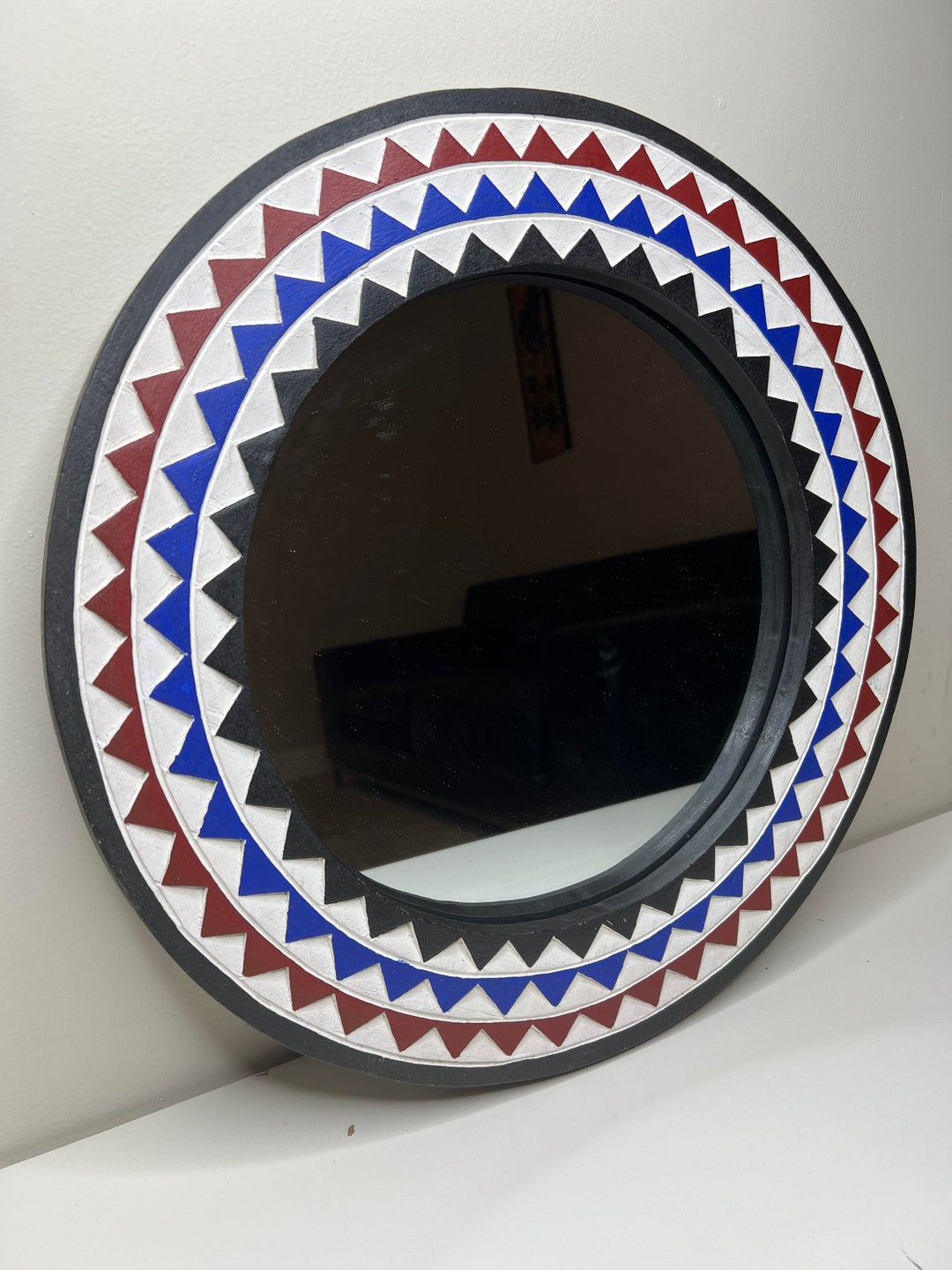 Hand Carved African Sun Mask Mirror 20" X 1" Art Deco - Etsy