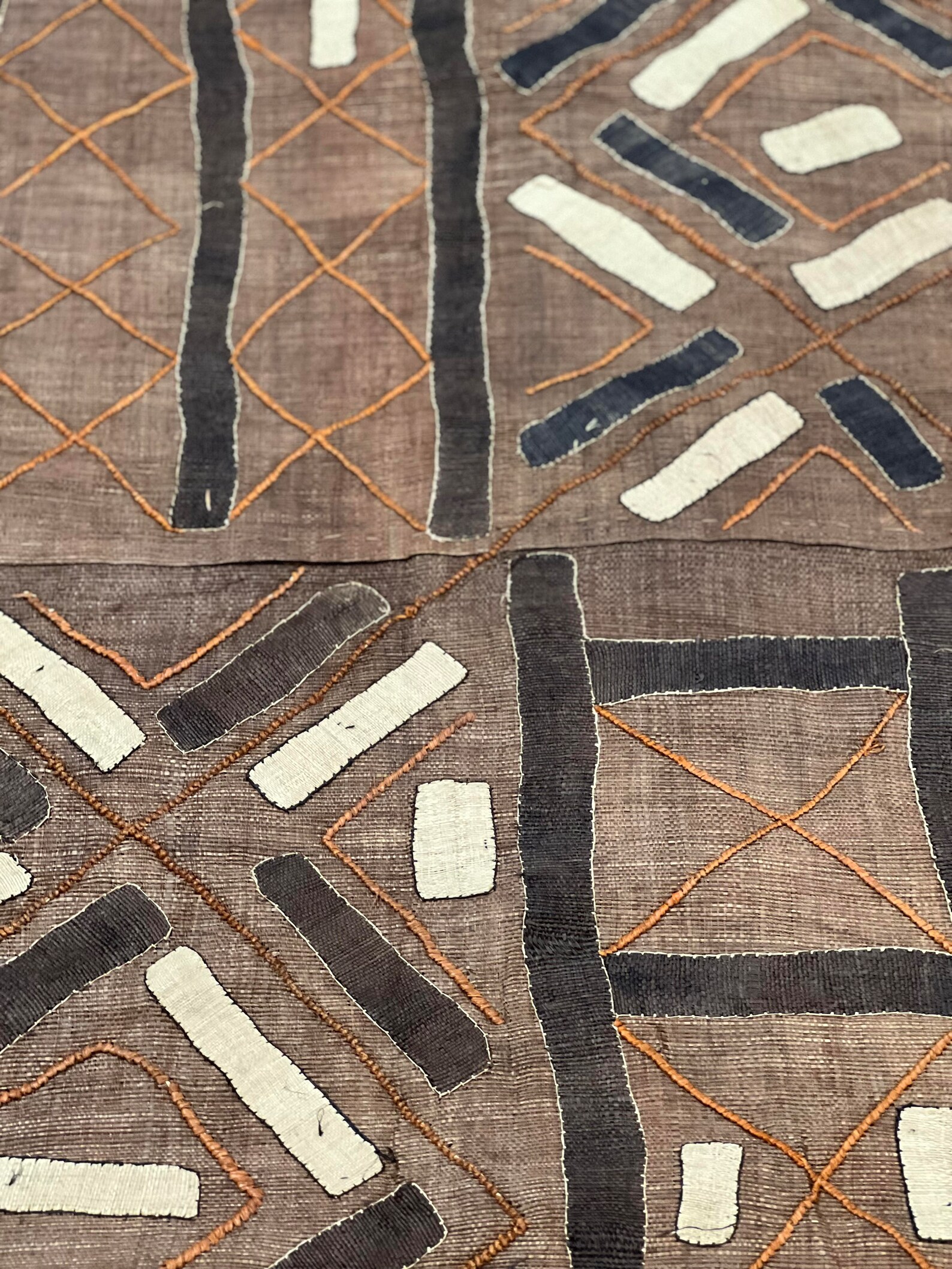 Genuine 5 Feet Rustic African Congo Kuba Raffia Cloth Fabric Natural ...