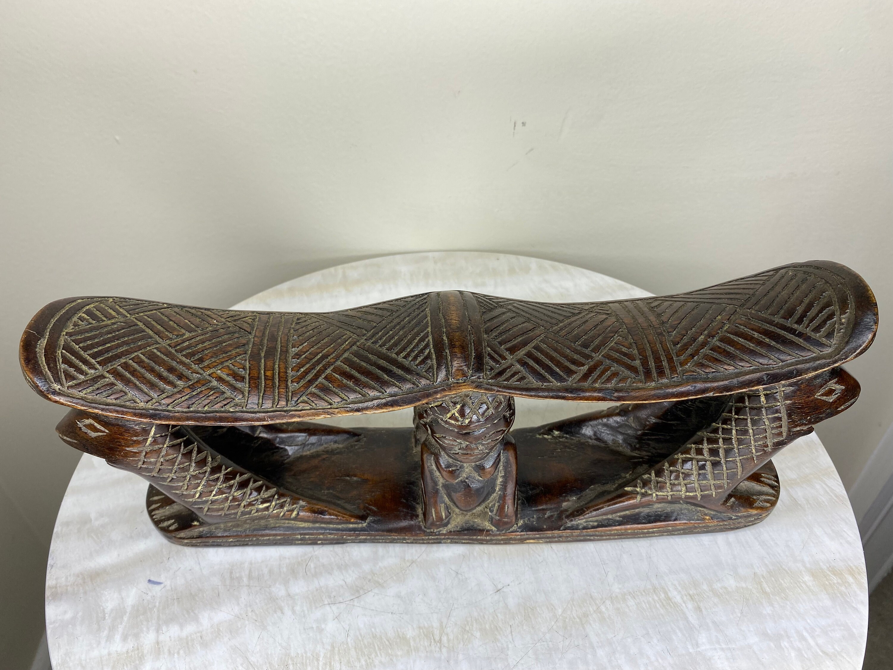 Hand Carved Chokwe Double Headrest Congo African Art 4" X 10" - Etsy