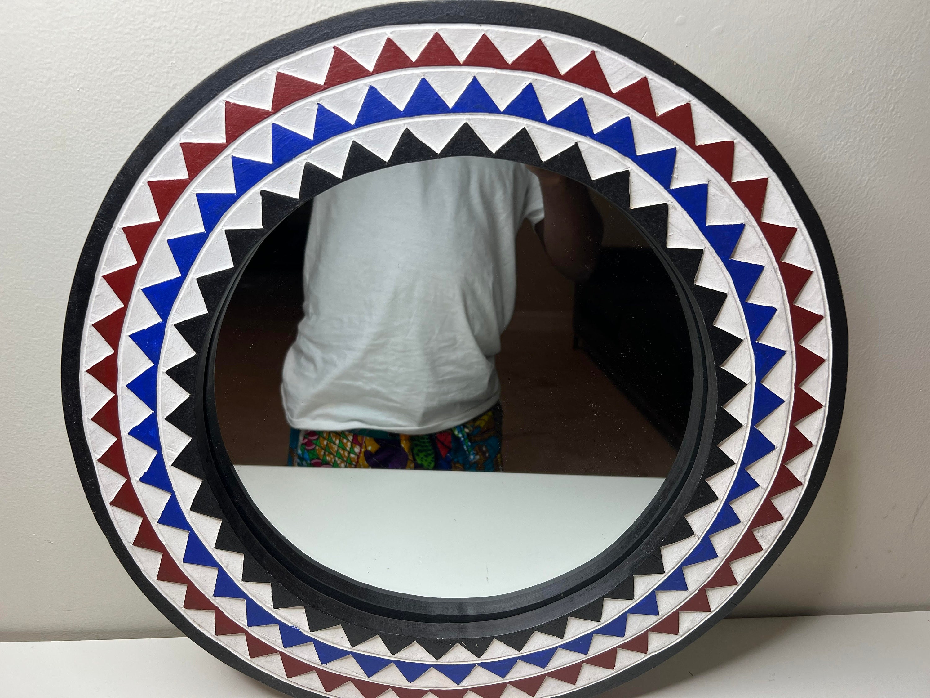 Hand Carved African Sun Mask Mirror 20" X 1" Art Deco - Etsy