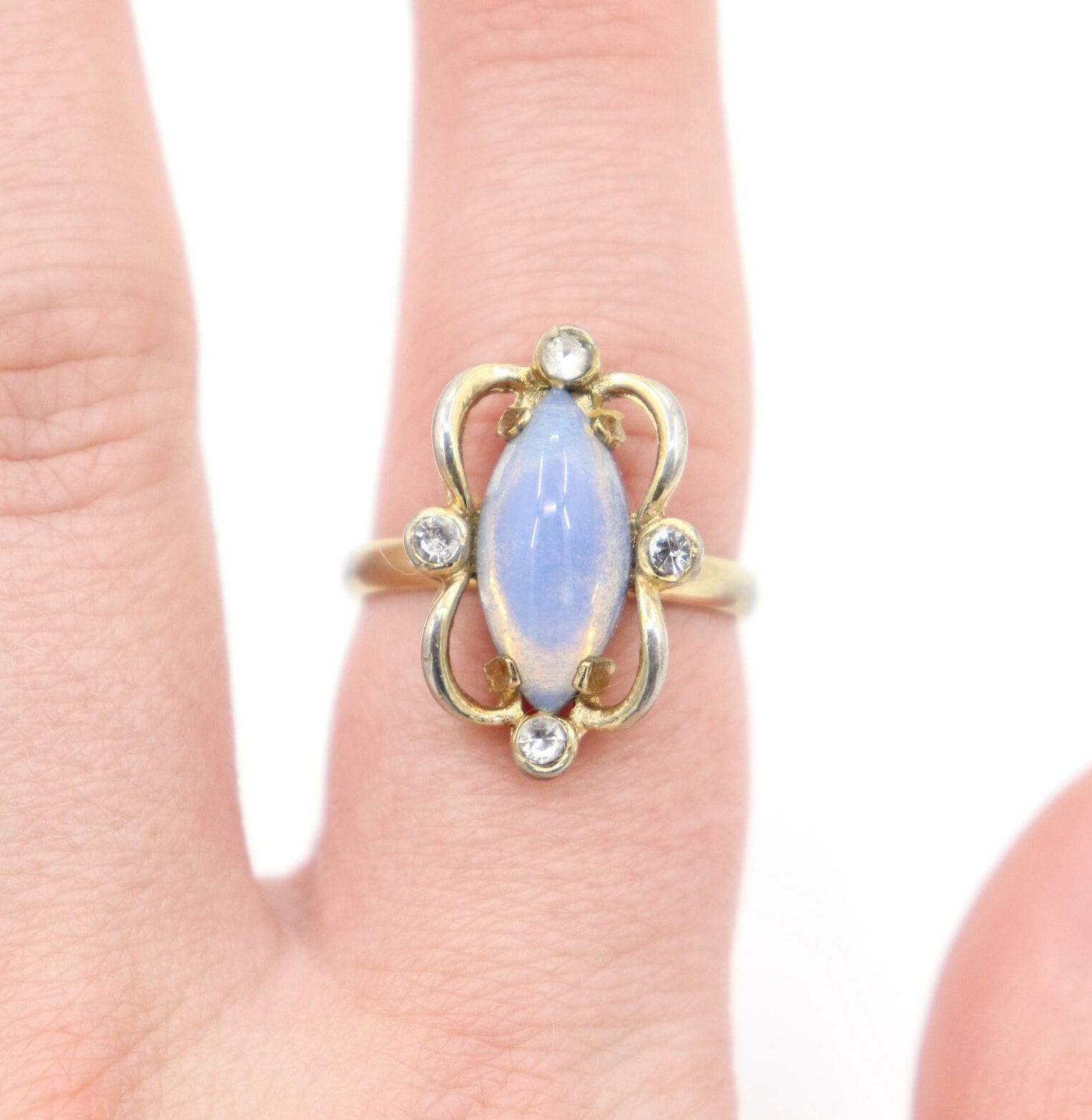 Vintage Adjustable Sarah Coventry Ring Blue and Gold Oval Ring ...