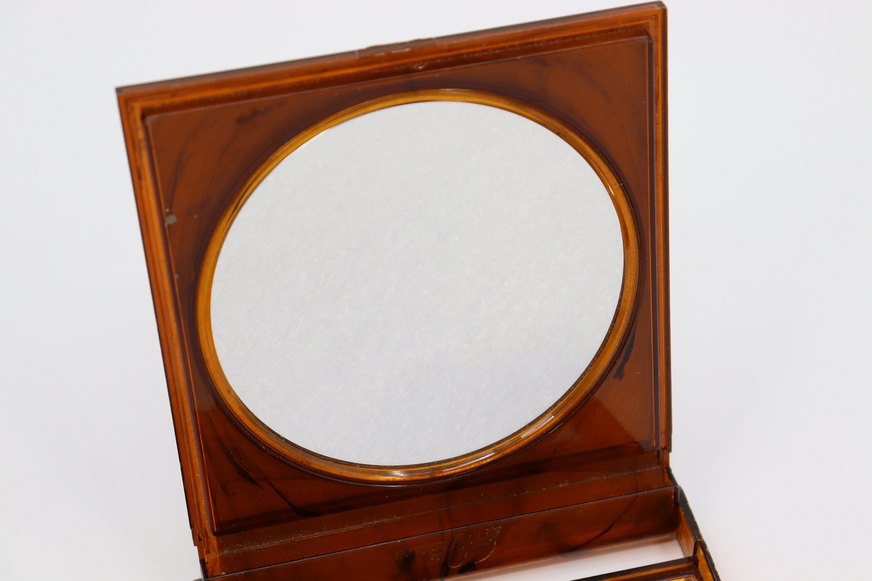 Vintage Magnifying Plastic Brown Tortoise Shell Travel Mirror Prestige ...