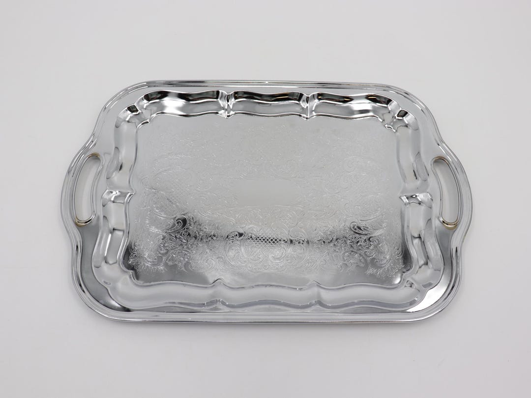 Vintage Rectangular Irvinware Tray - Silver Colored Chrome Plated ...