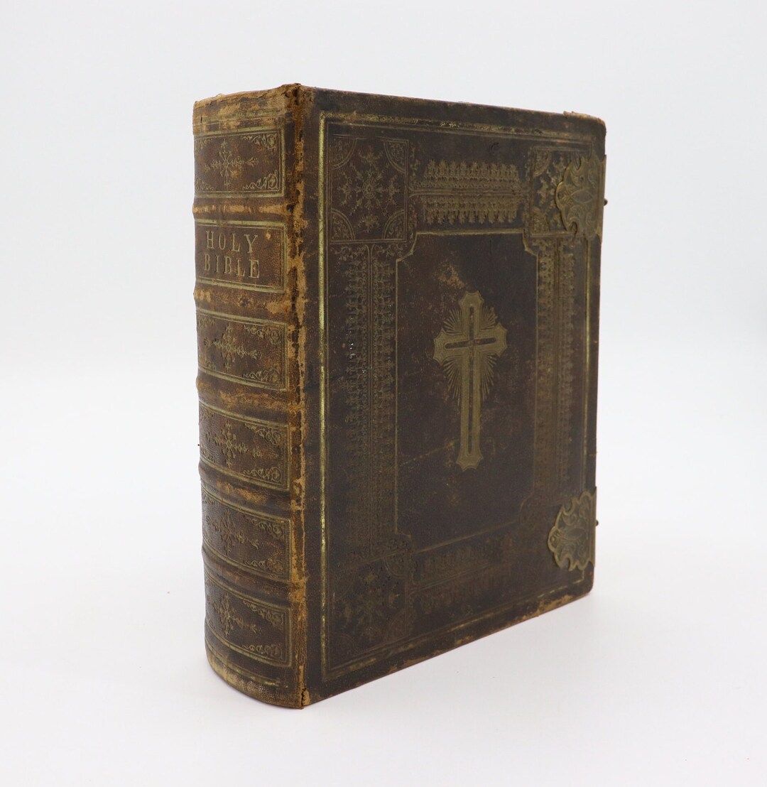 Antique Vintage Large Holy Bible - Late 1800s - Christian Catholic ...