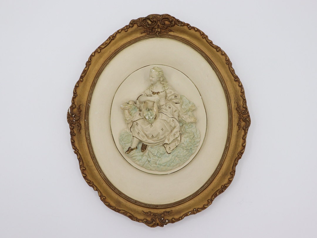 Antique Vintage 3D Victorian Style Chalkware Art - Rococo Woman Wall ...