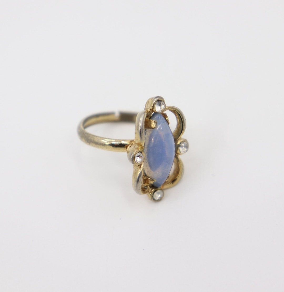 Vintage Adjustable Sarah Coventry Ring Blue and Gold Oval Ring ...