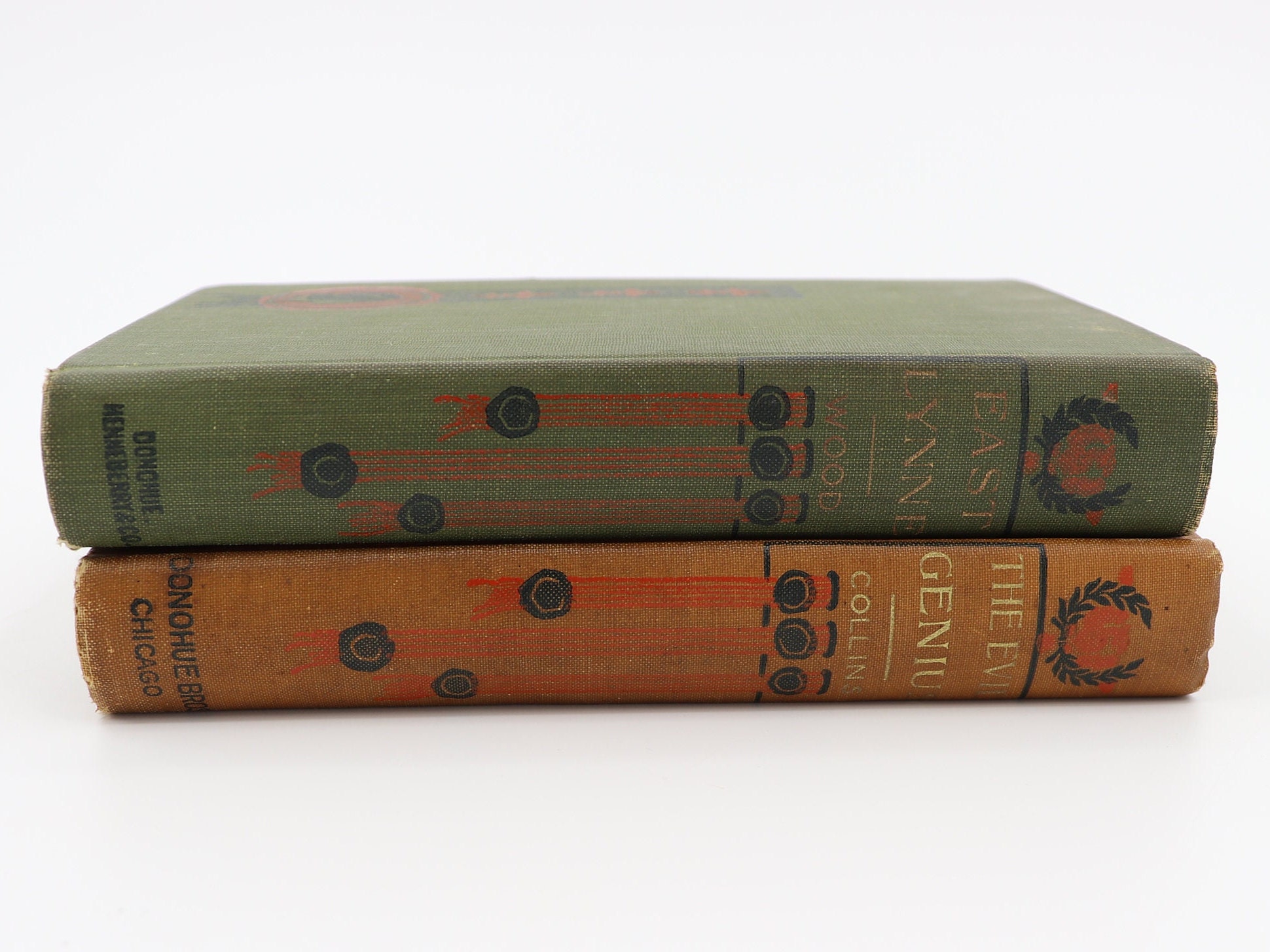 Vintage 1900s Book Set "the Evil Genius" by Wilkie Collins and "east ...