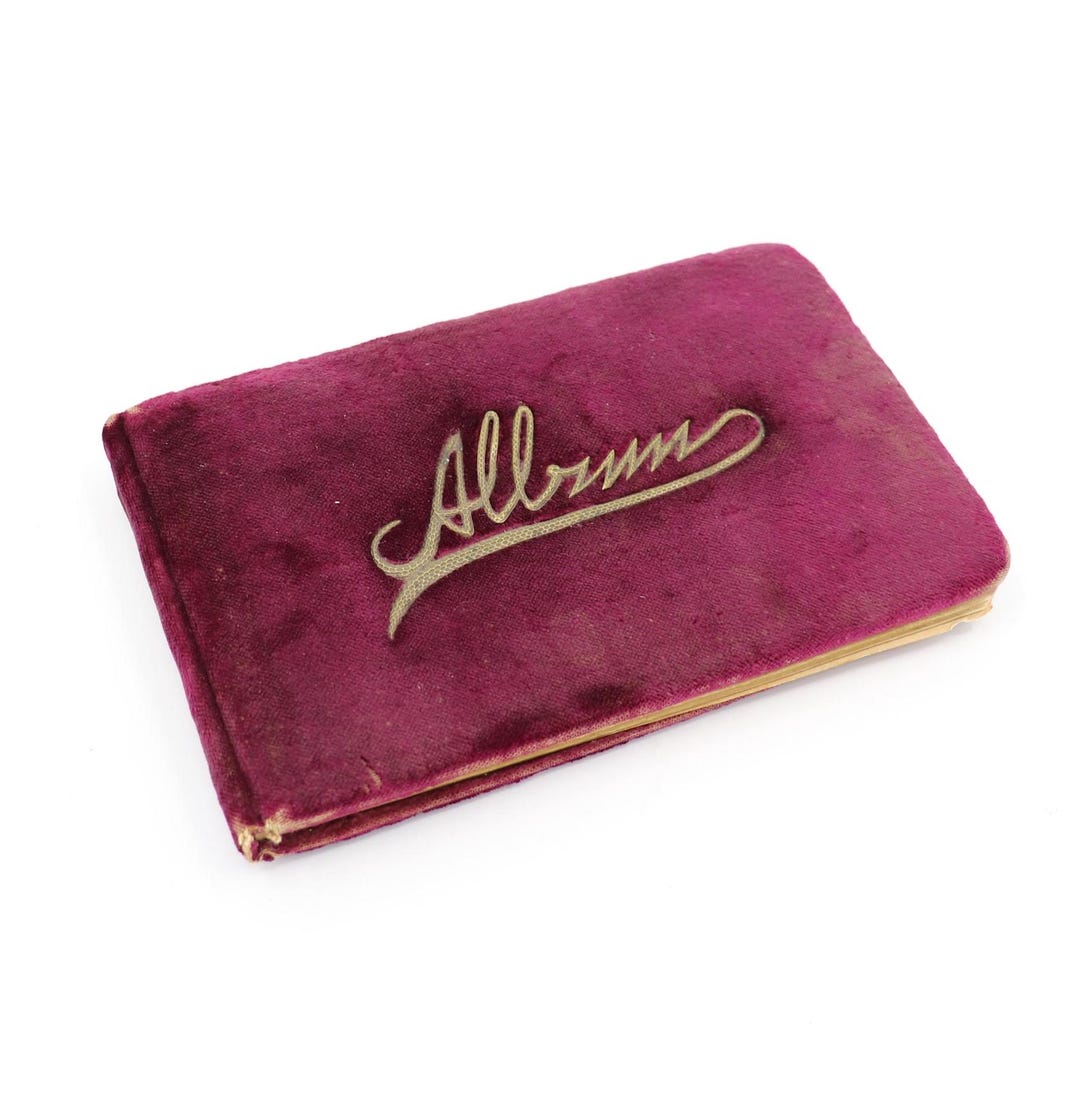 Antique 1800s Victorian Autograph Album Red Velveteen Signature Book ...