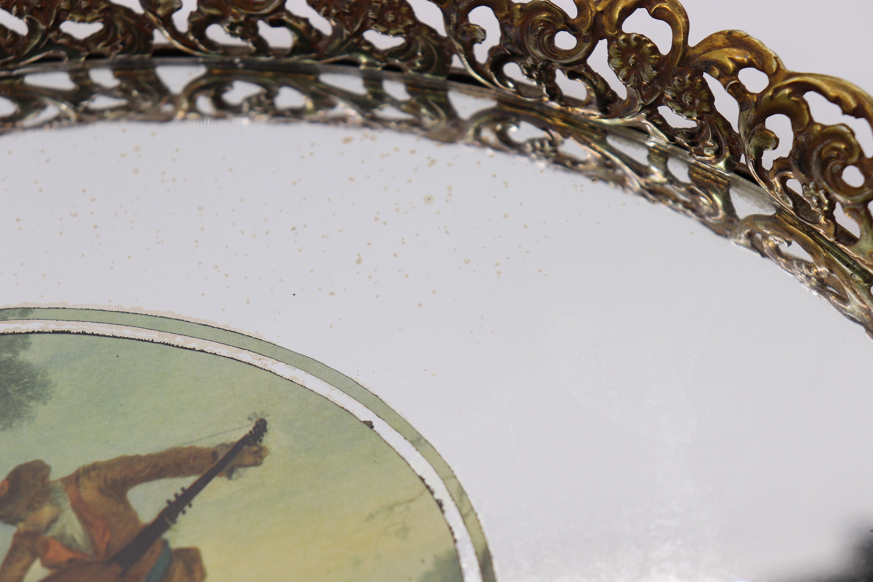 Vintage Rococo Themed Mirrored Vanity Tray With Gold Oval - Etsy