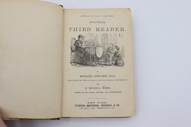 Antique 1860s Analytical Third Reader by Richard Edwards & J Russell Webb Vintage Victorian ...