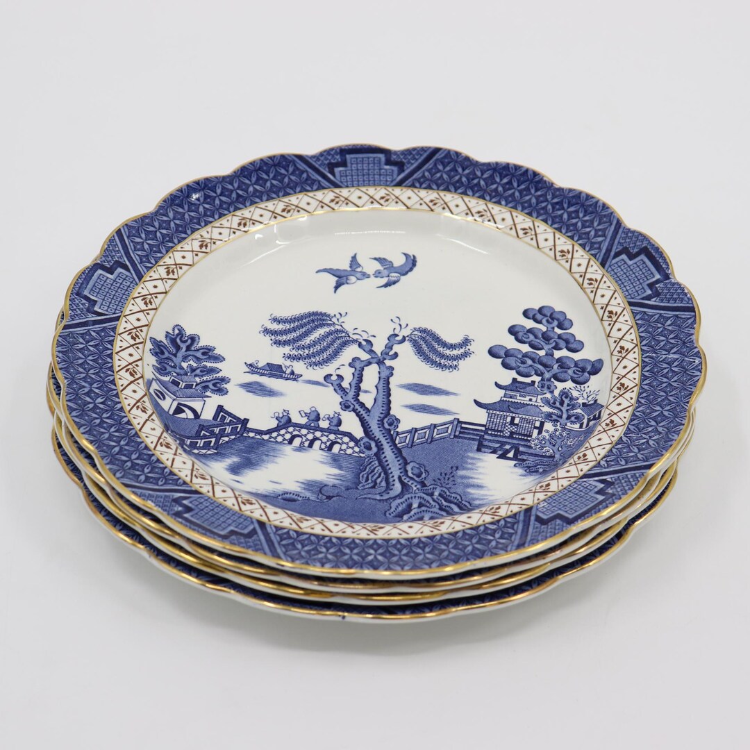 Antique 1910s Booths Real Old Willow Dinner Plate Set of 4 Made in ...