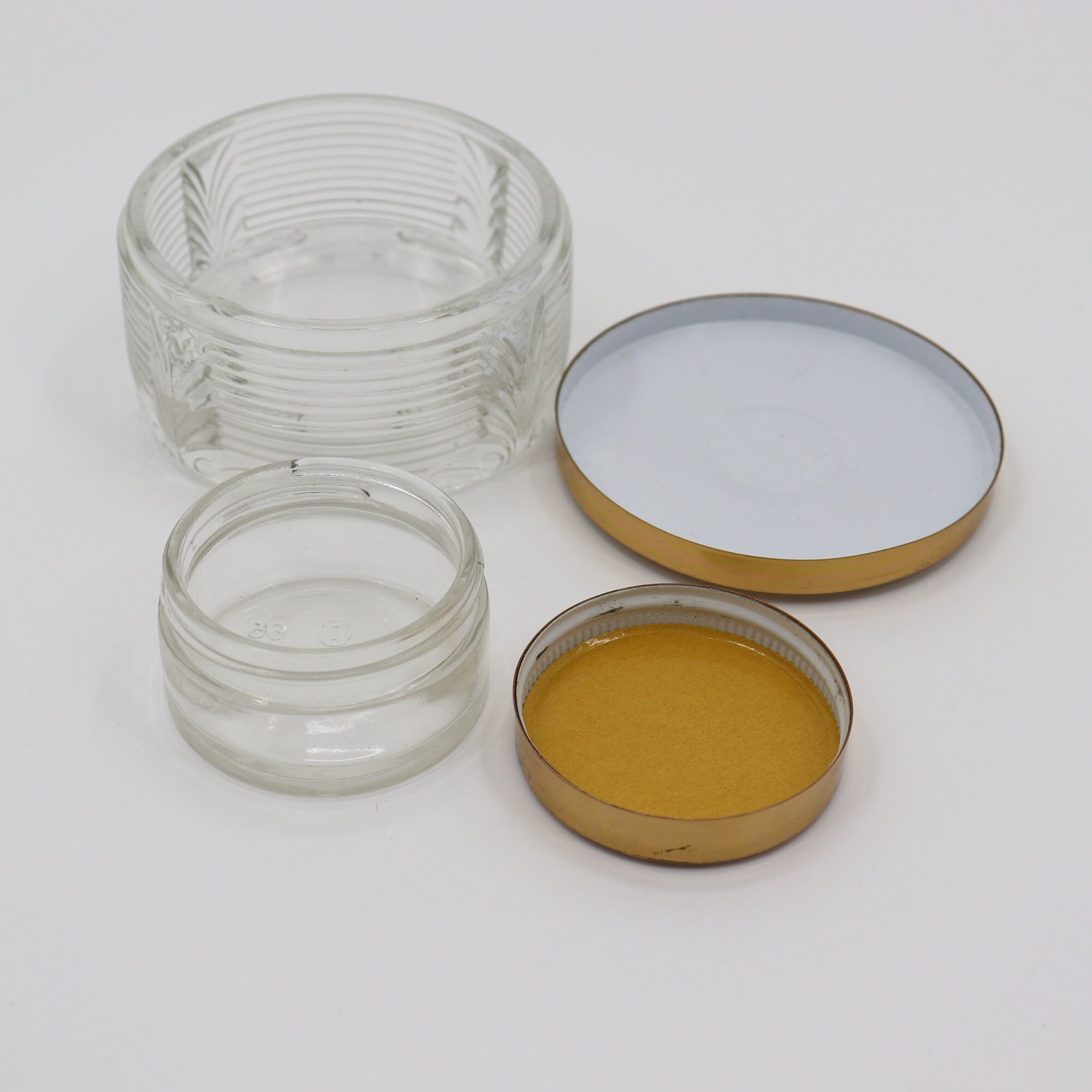Vintage 60s Gold Vanity Set With Brush and Two Glass Powder/makeup ...