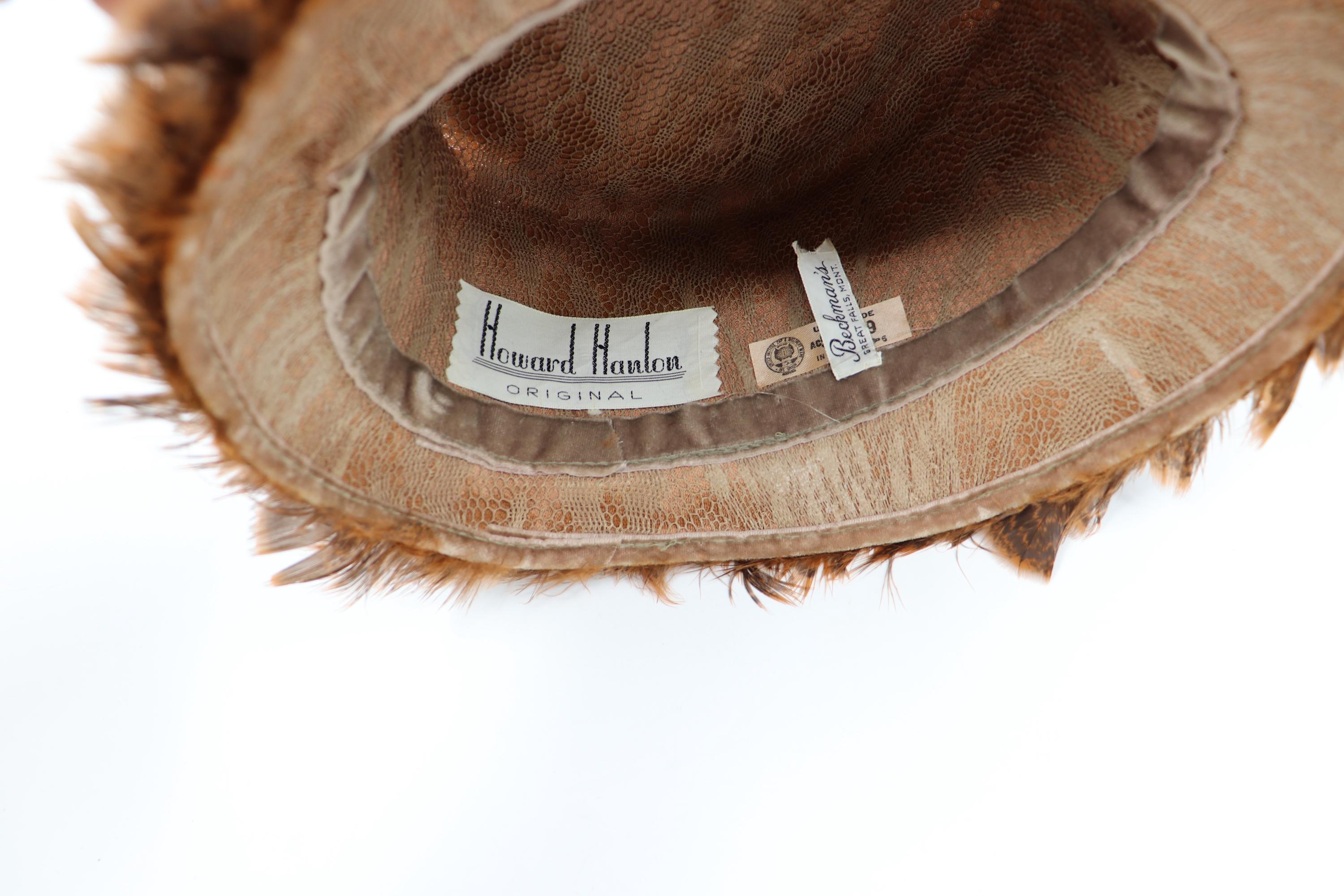 Vintage 1960s Brown Feathered Hat - Howard Hanlon Original Cap- Beckman ...