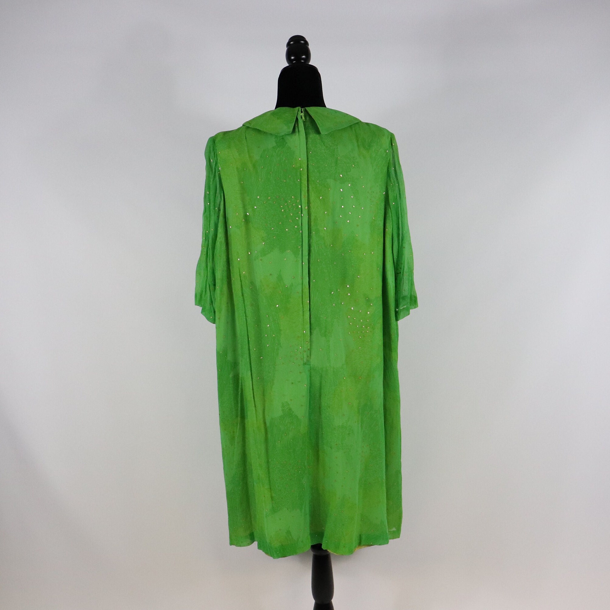 Vintage Green 1960s Mod Dress Myrette 60s Gold Sparkle Gown - Etsy