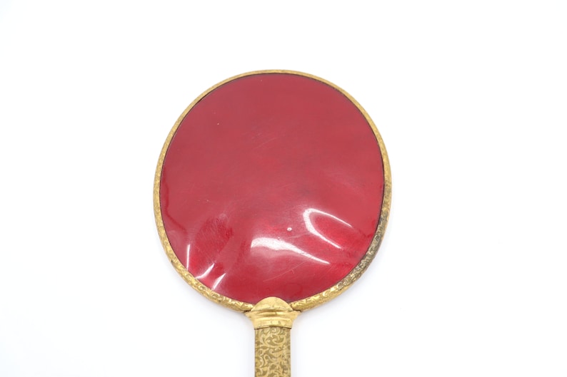 Vintage 1960s Red and Gold Hand Mirror Antique Vanity Item - Etsy