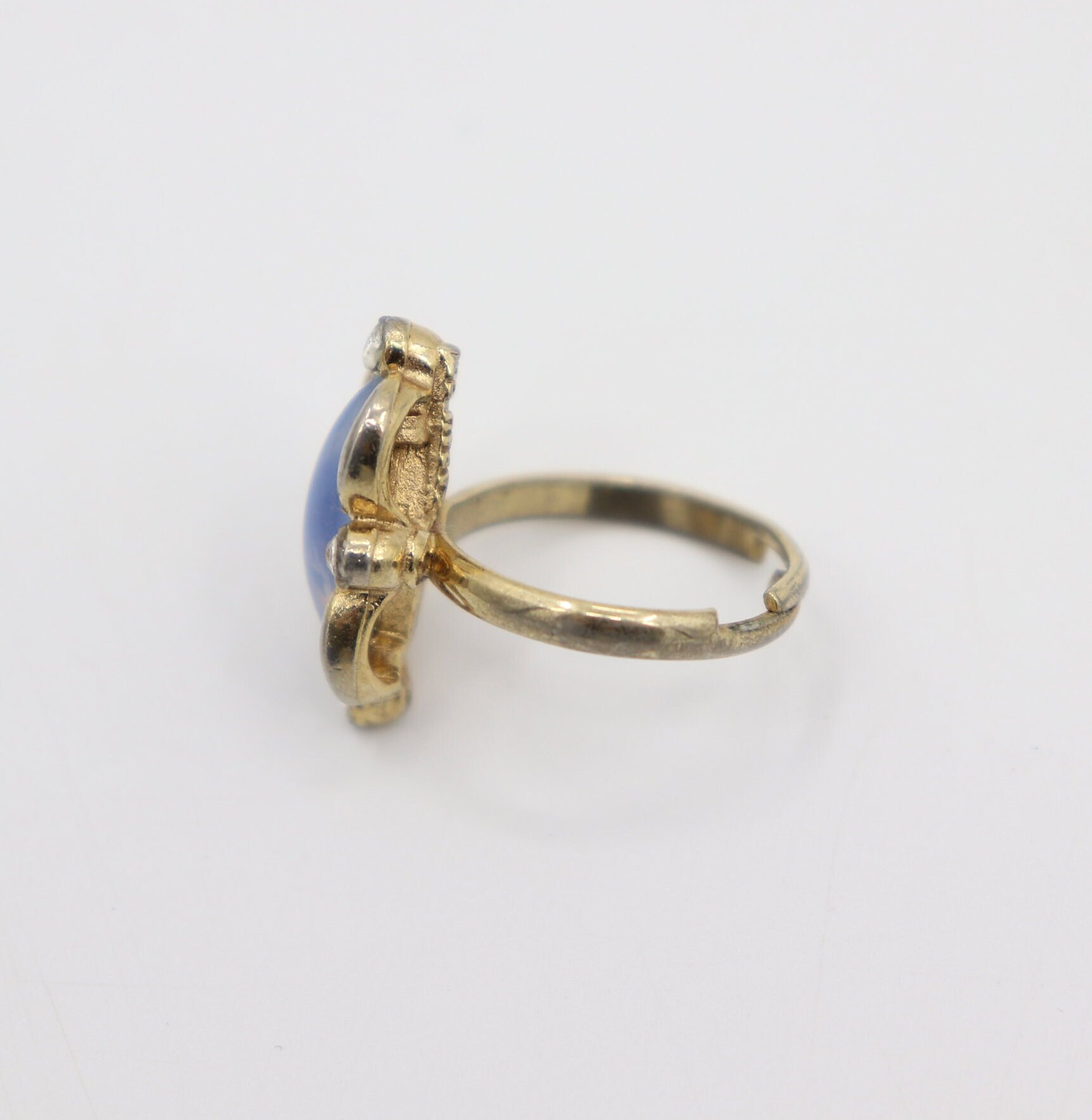 Vintage Adjustable Sarah Coventry Ring Blue and Gold Oval Ring ...