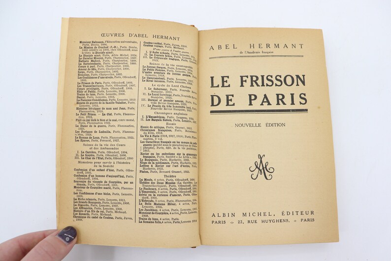 Le Frisson De Paris the Thrill of Paris by Abel Hermant Nouvelle ...