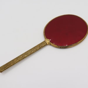 Vintage 1960s Red and Gold Hand Mirror - Antique Vanity Item - Etsy