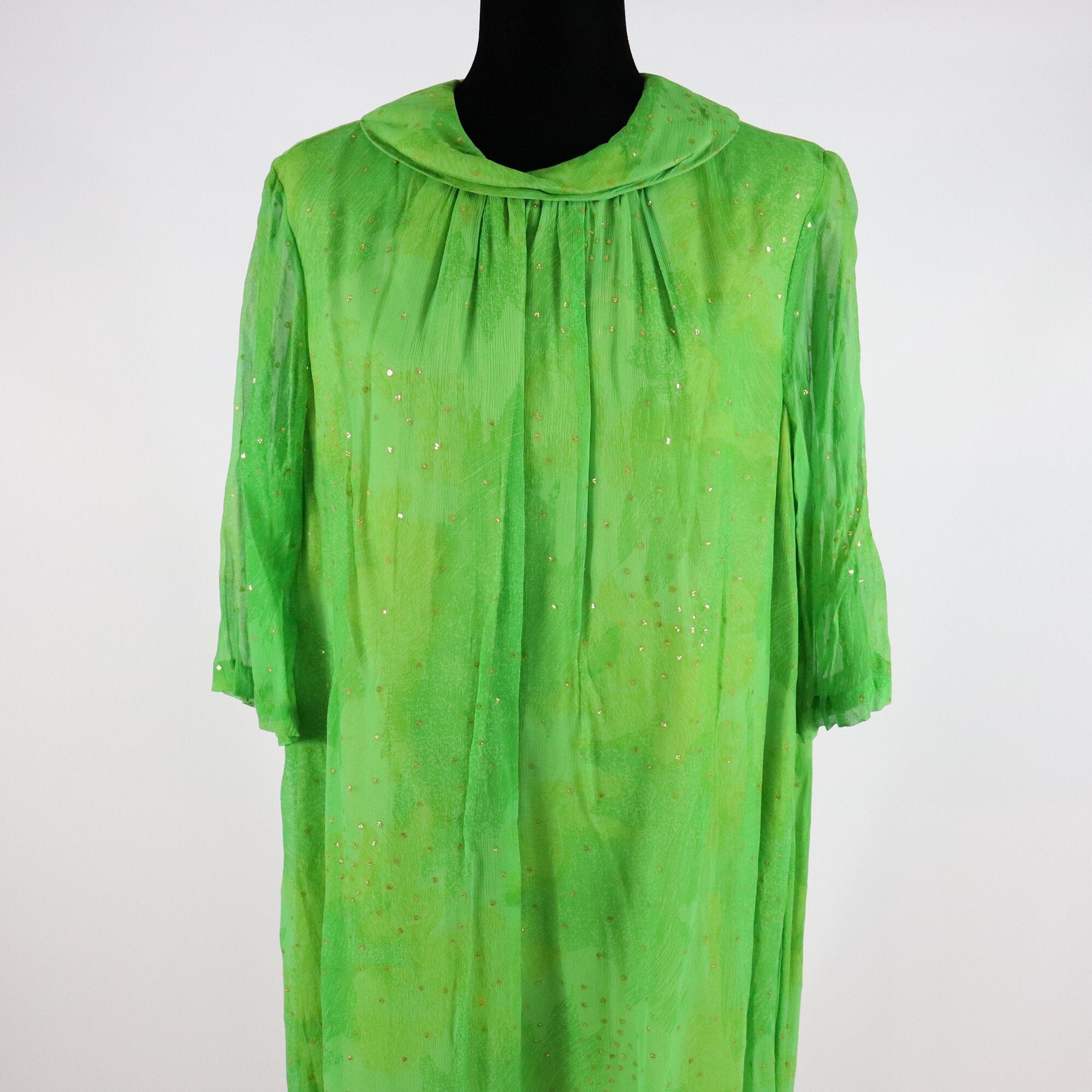 Vintage Green 1960s Mod Dress Myrette 60s Gold Sparkle Gown - Etsy