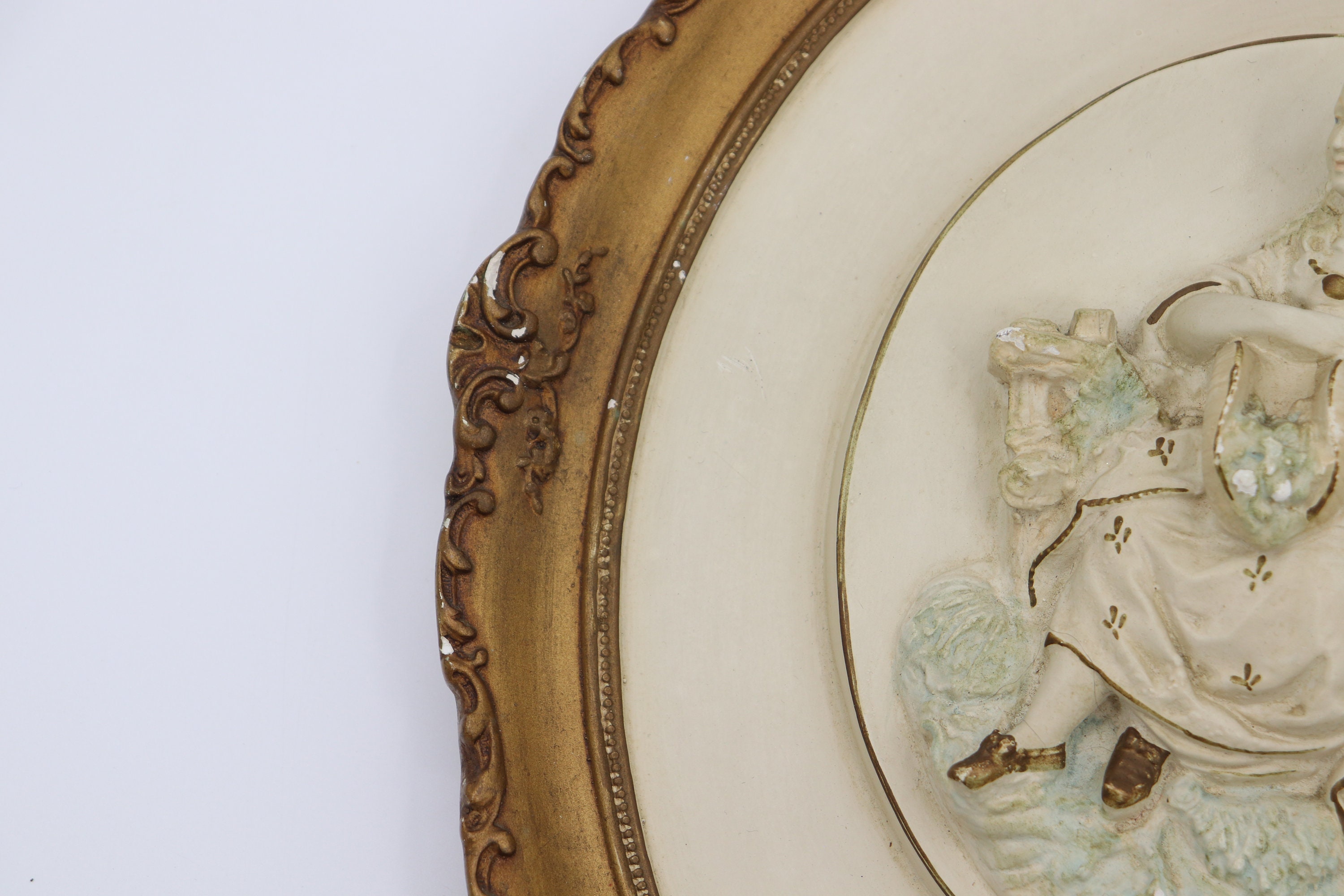 Antique Vintage 3D Victorian Style Chalkware Art - Rococo Woman Wall ...