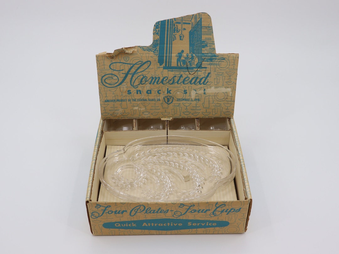 Vintage 50s Homestead Hospitality Snack Set - Antique 1950s Glass Plate ...