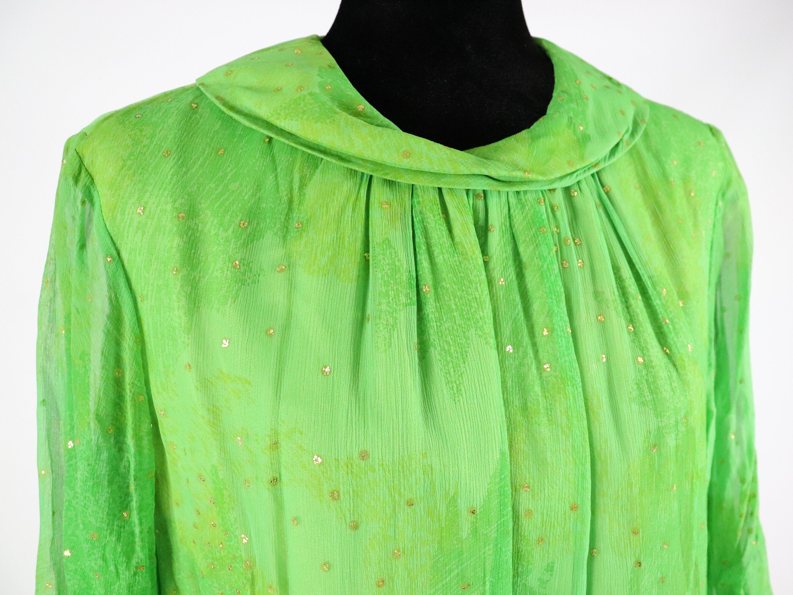 Vintage Green 1960s Mod Dress Myrette 60s Gold Sparkle Gown - Etsy