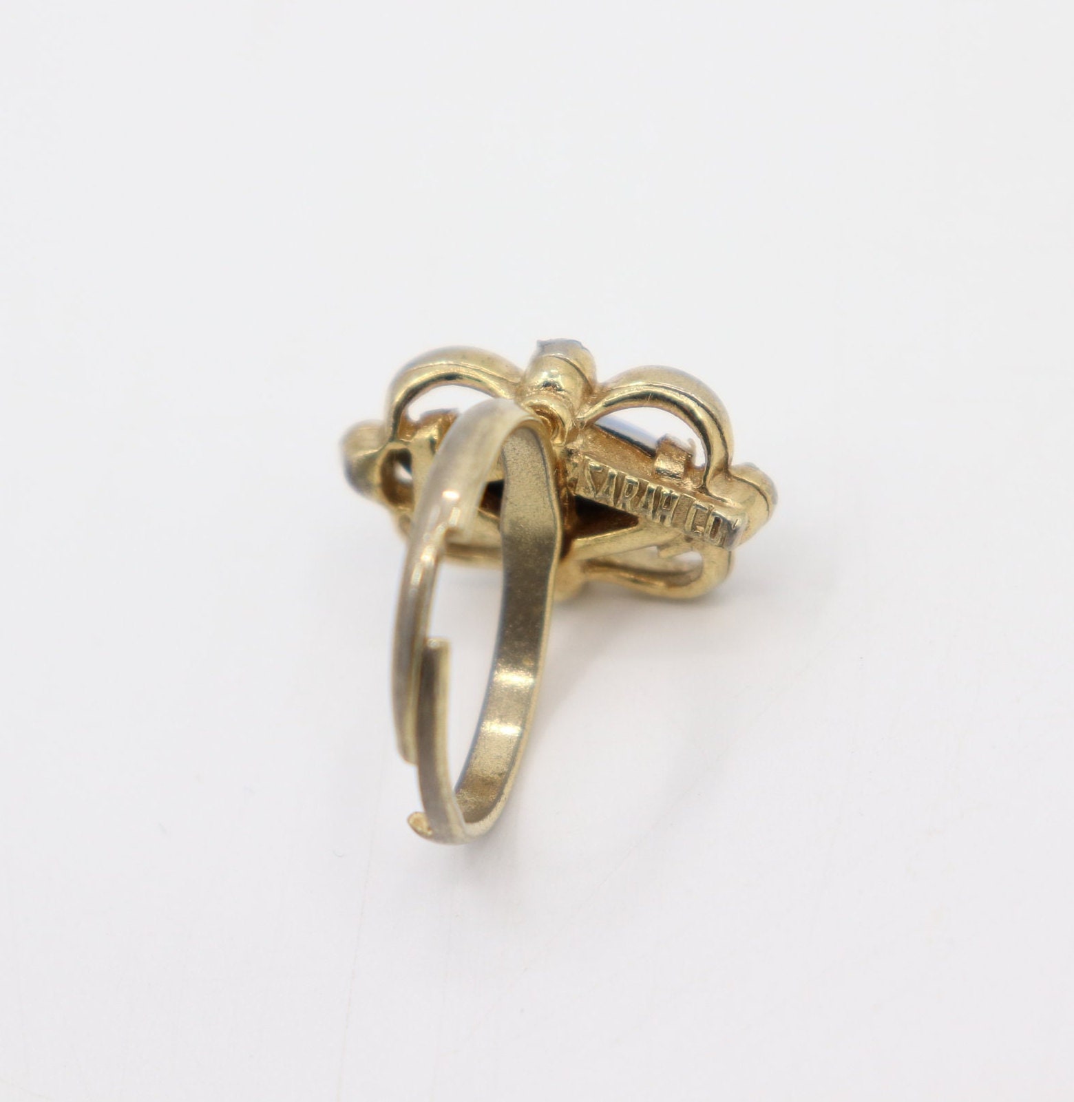 Vintage Adjustable Sarah Coventry Ring Blue and Gold Oval Ring ...