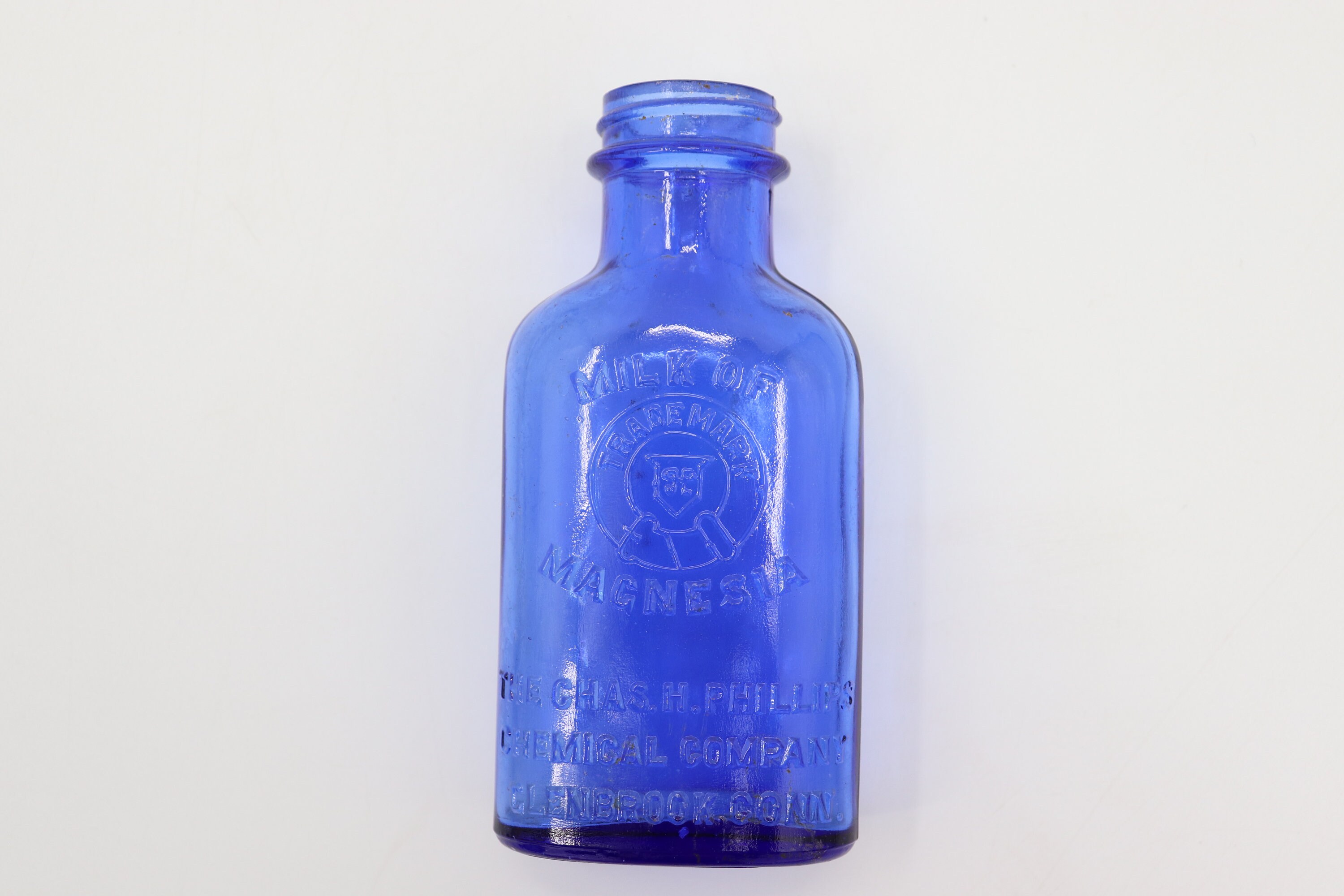 Vintage 1930s Milk of Magnesia Cobalt Blue Glass Bottle the Chas. H ...