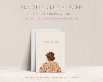 Happy Sweater Weather Greeting Card Fall Greeting Cards Fall Girl ...