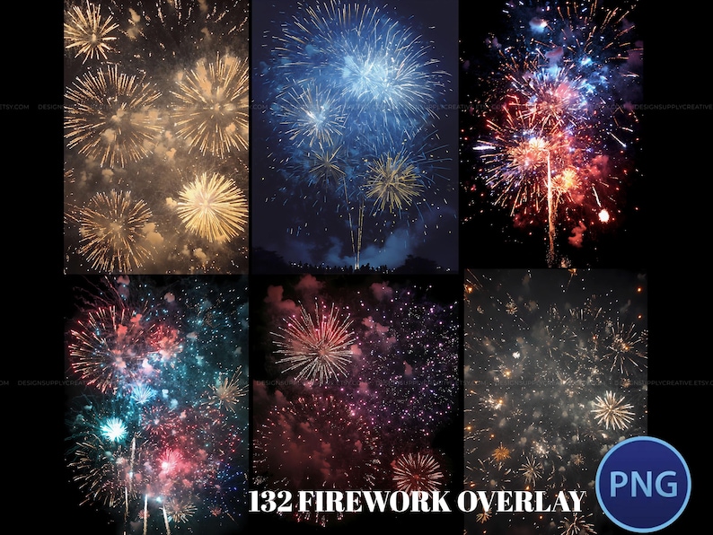 132 PNG Pack New Year Festive Colorful Holiday Firework Sparkle Layer ...